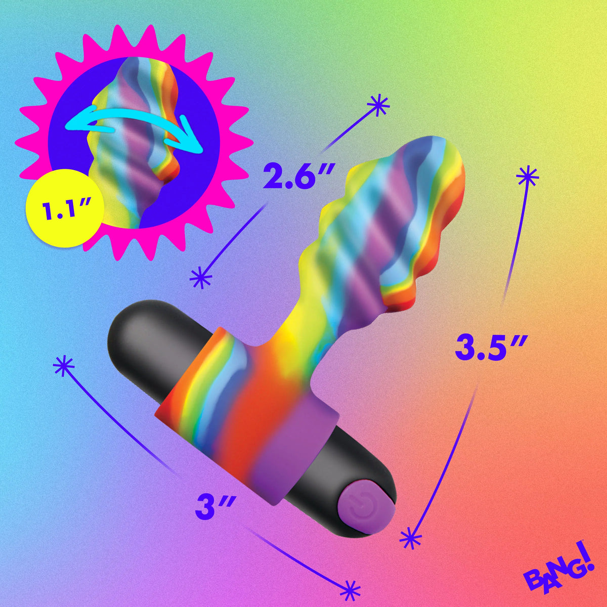 Remote Controlled Rechargeable Vibrating Rainbow Butt Plug – Extreme Toyz