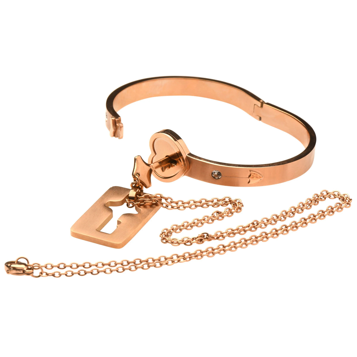 Cuffed Locking Bracelet & Key Necklace - Rose Gold – Extreme Toyz