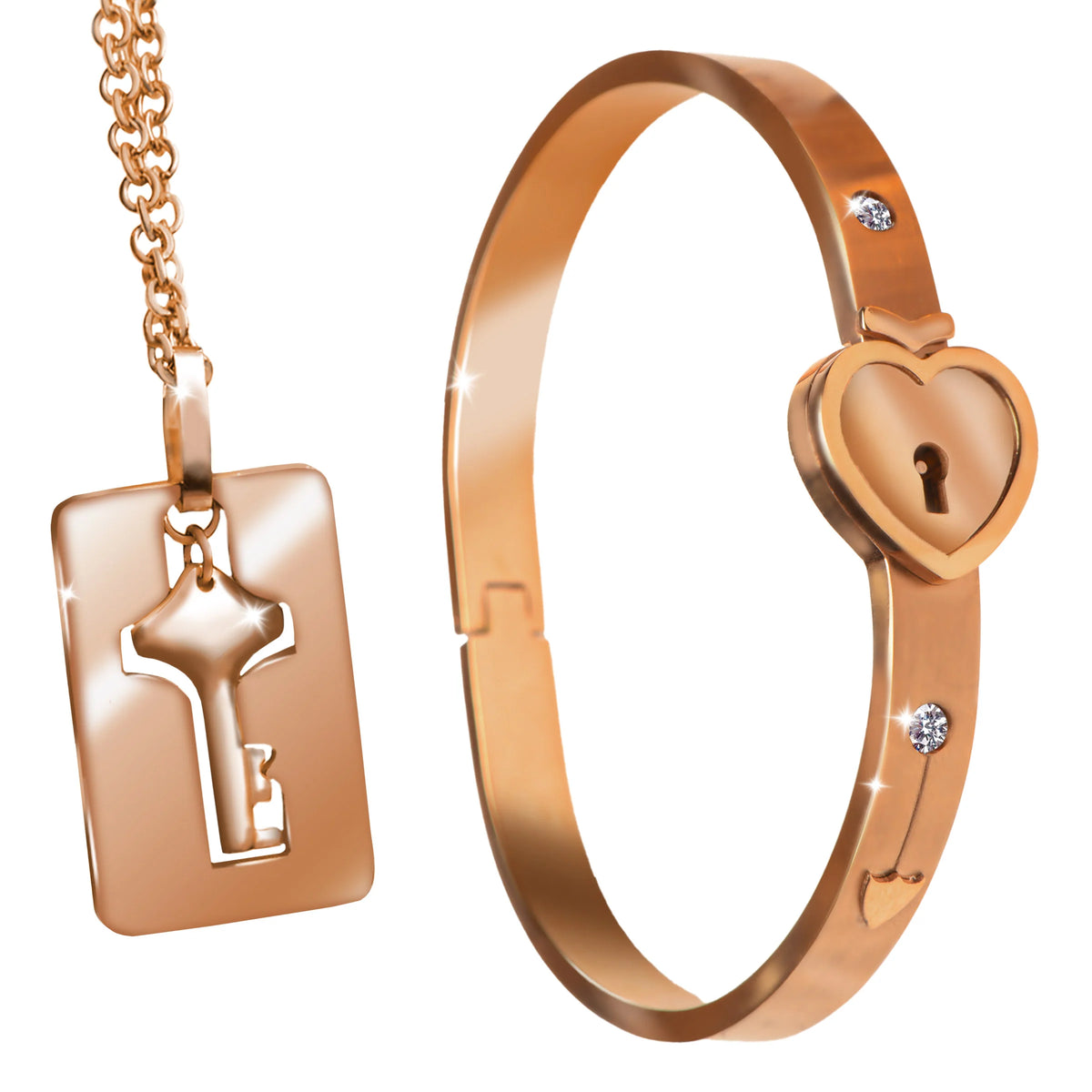 Cuffed Locking Bracelet & Key Necklace - Rose Gold – Extreme Toyz